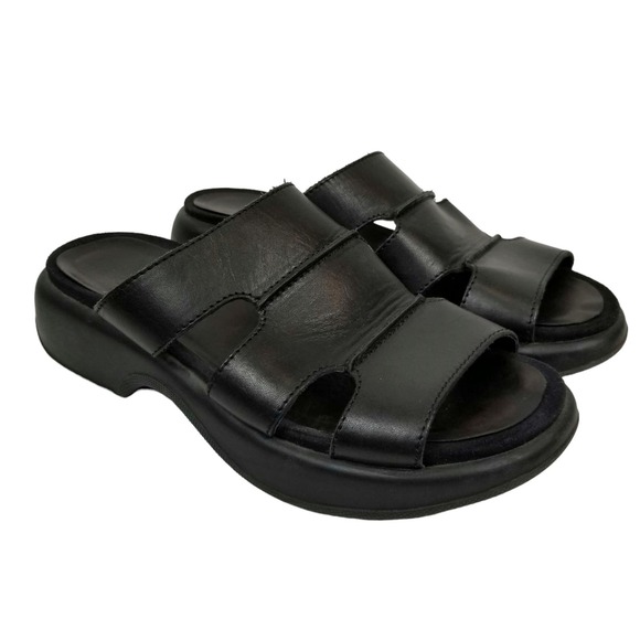 Dansko | Shoes | Dansko Womens Black Leather Sandals Slides Size 4 95 ...